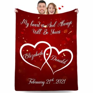 chiside personalized blanket gift for wife, to my wife blanket wedding anniversary romantic gifts for her, elegant wedding gift custom name and date for her decor living room