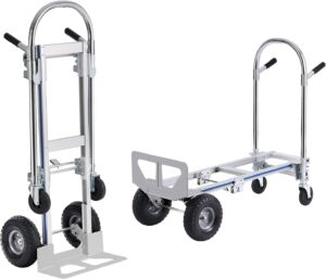 vevor aluminum convertible hand truck, 2 in 1 design 800 lbs capacity, heavy duty industrial collapsible cart, dolly cart with rubber wheels for transport and moving in warehouse, supermarket, garden