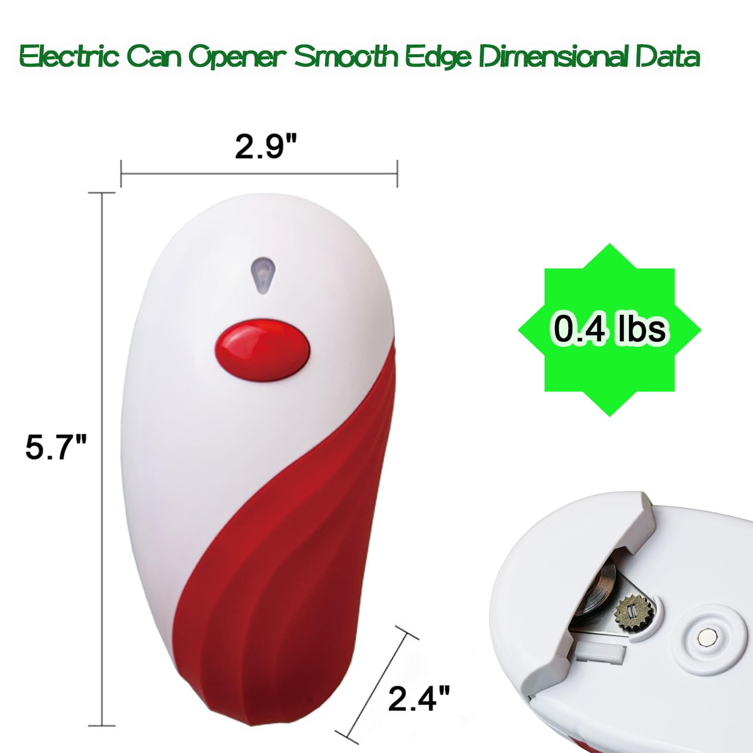 Electric Can Opener For Kitchen One Touch Start Automatic Can Opener Electric for Almost Cans Hands Free Battery Operated Can Opener For Seniors and Arthritis Smooth Edge Food-Safe (Red)