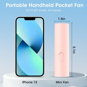 OLV Handheld Mini Fan Portable Rechargeable 3000mAh USB Battery Powered 22+Hrs Runtime Small Hand Held Fan Foldable Pocket Personal Fan Gifts for Women Girls Men Office,Travel,Outdoor - Pink