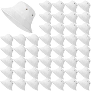 xtinmee 48 pcs washed cotton bucket hats unisex cotton getaway headwear packable summer hats for travel beach outdoor, white(large-x-large)