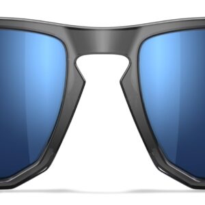 Wiley X WX Founder Sunglasses Safety Glasses for Men Shatterproof UV Eye Protection for Combat, Shooting Captivate Polarized Blue Mirror Lenses Gloss Crystal Grey Frames