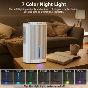 Dehumidifier,95 OZ Water Tank, 850 sq. ft, Quiet Dehumidifier for Basement, Bathroom, RV, Closet, Bedroom with Auto Shut Off, Sleep Mode,7 Colors LED Light, Dehumidifiers for Home,White