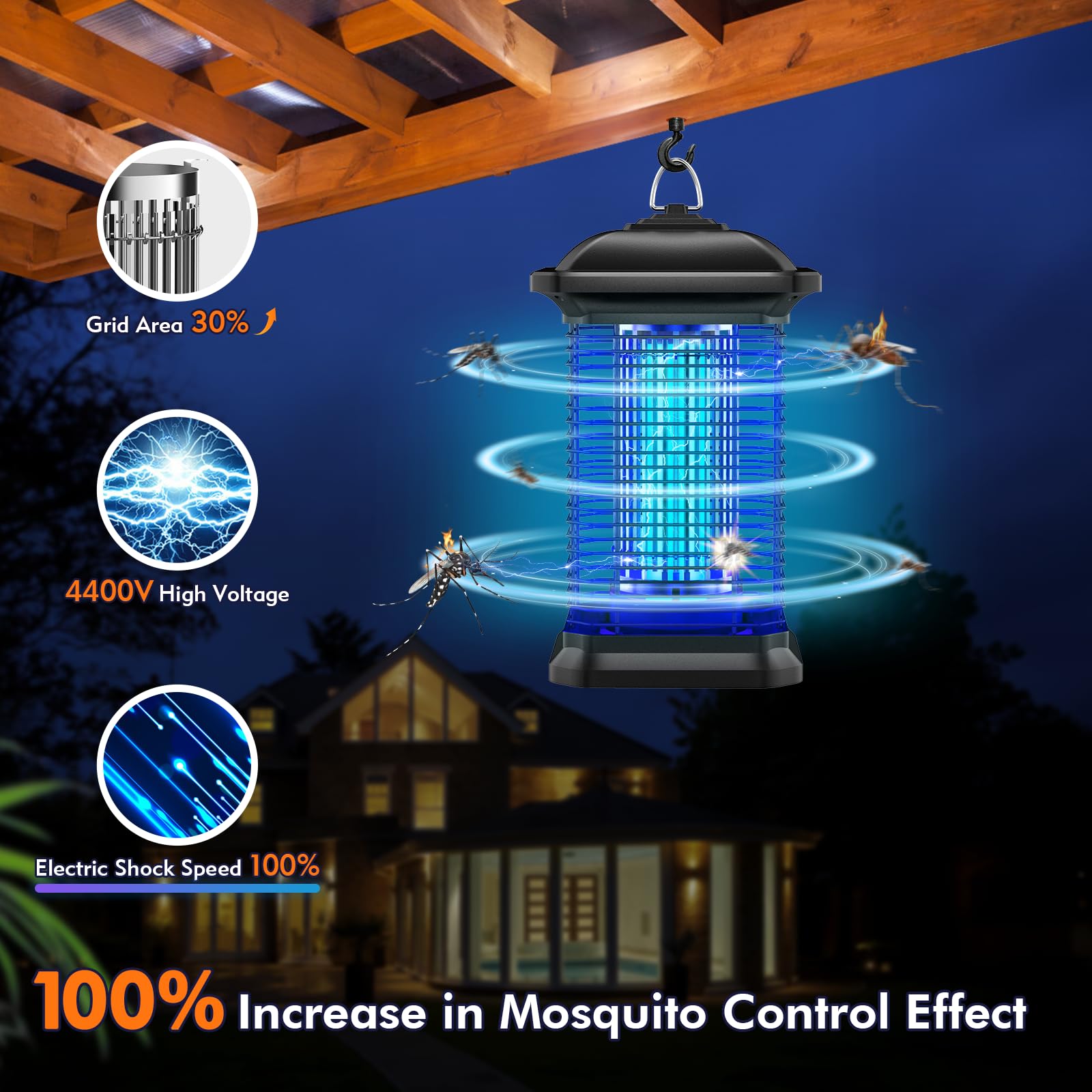 AMUFER Bug Zapper for Outdoor & Indoor, Upgraded 18w Exclusive Blue Violet Lamp, 100% Improvement in Mosquito Control Effect, Lasts for Years, Covers 1/2 Acre, Fly Zapper for Patio, Backyard, Home