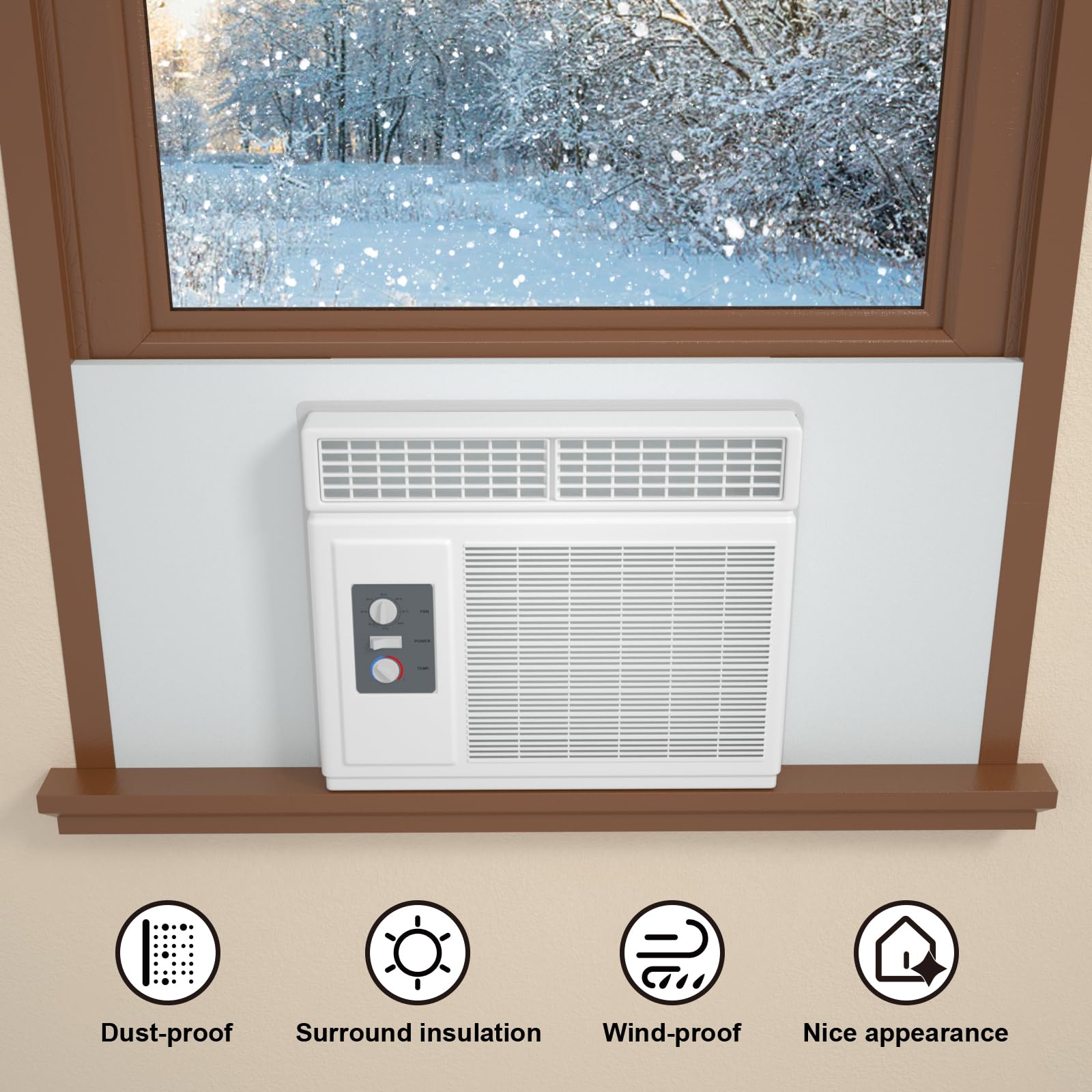 Window Air Conditioner Side Insulated Panel, 1PIC Full Surround Insulation Panels Window Seal Kit, WinterSummer Winter Heat and Draft Insulating,Insulation Foam Material SBR (WHITE)