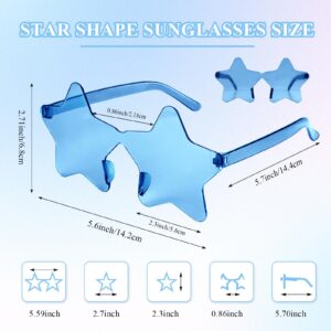 NACHLYNN 12 Pcs Rimless Star Shaped Sunglasses Light Blue Transparent Sunglasses Pentagram Glasses for Party Favor Cosplay