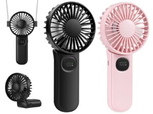 jodno portable handheld fan 2 pack, foldable mini hand fan usb rechargeable battery operated fan with 5 speeds quiet small personal neck fan eyelash fan for women men office outdoor travel camping