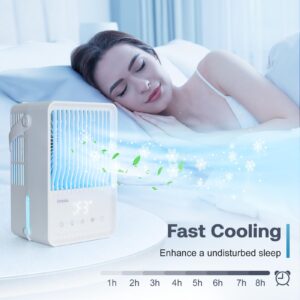 Portable Air Conditioners, Airlysita Evaporative Air Cooler with LCD Screen, Fan Speed&Spray, 7 RGB Lights,USB Powered,1-8H Timer, Personal Air Conditioners, Portable Air Conditioners for Home Office