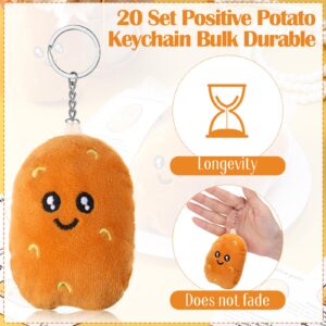 JaGely 20Set Inspirational Potato Bulk Employee Appreciation Gift Positive Potato Keychain with Organza Bag Funny Positive Card Motivational Easter Gift for Adult Coworker Staff Student Teacher Office