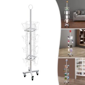 vintoro storage stand assistant, 360° rotating greeting card rack with 4 universal wheels,16-pocket display stand spinning, 31.5*12.6*5.12in,for classroom office library craft show, white