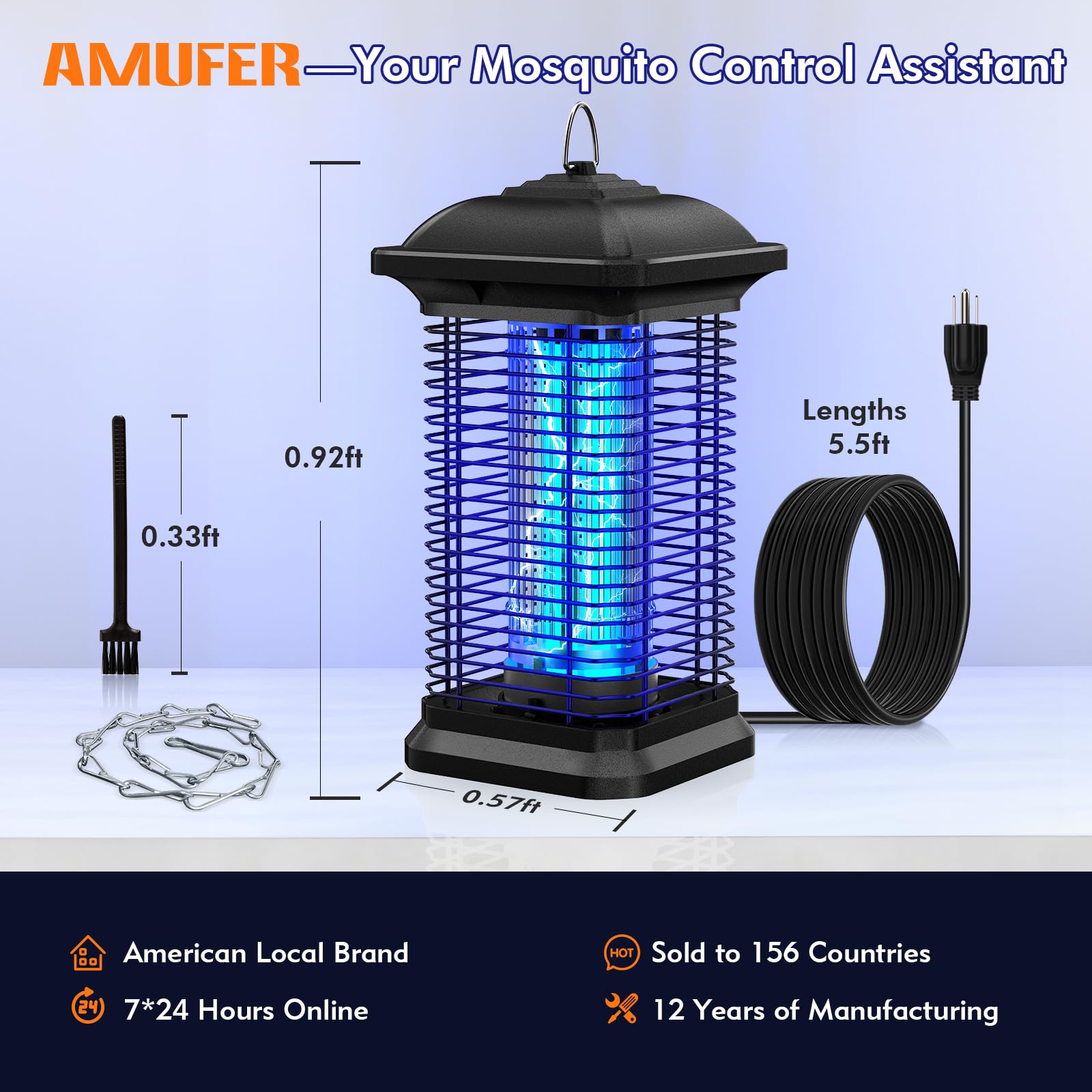 AMUFER Bug Zapper for Outdoor & Indoor, Upgraded 18w Exclusive Blue Violet Lamp, 100% Improvement in Mosquito Control Effect, Lasts for Years, Covers 1/2 Acre, Fly Zapper for Patio, Backyard, Home