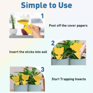 vertmuro 48 Pack Fruit Fly Traps for Indoor Outdoor, 3 Shapes Yellow Sticky Bug Traps, Double-Side Fungus Gnat Killer for Houseplants, Mosquitos, Flying Insects