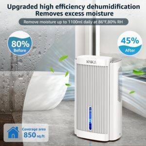 Dehumidifier,95 OZ Water Tank, 850 sq. ft, Quiet Dehumidifier for Basement, Bathroom, RV, Closet, Bedroom with Auto Shut Off, Sleep Mode,7 Colors LED Light, Dehumidifiers for Home,White