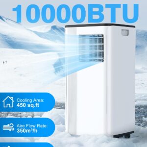 Portable Air Conditioners - 2024 Upgraded 10000 BTU Portable AC for Room up to 450 Sq. Ft, 3 in 1 AC Unit with 24H Timer, Smart Sleep Mode, Remote Control, Air Cooler for Bedroom Room Kitchen Camping