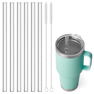 snowfall 6 pcs reusable straws for yeti 25 oz, 26 oz, 35 oz straw mug, clear drinking straws for stanley, simple modern 30 oz tumbler for smoothies, milkshake, frozen drinks, tea, juice, tritan