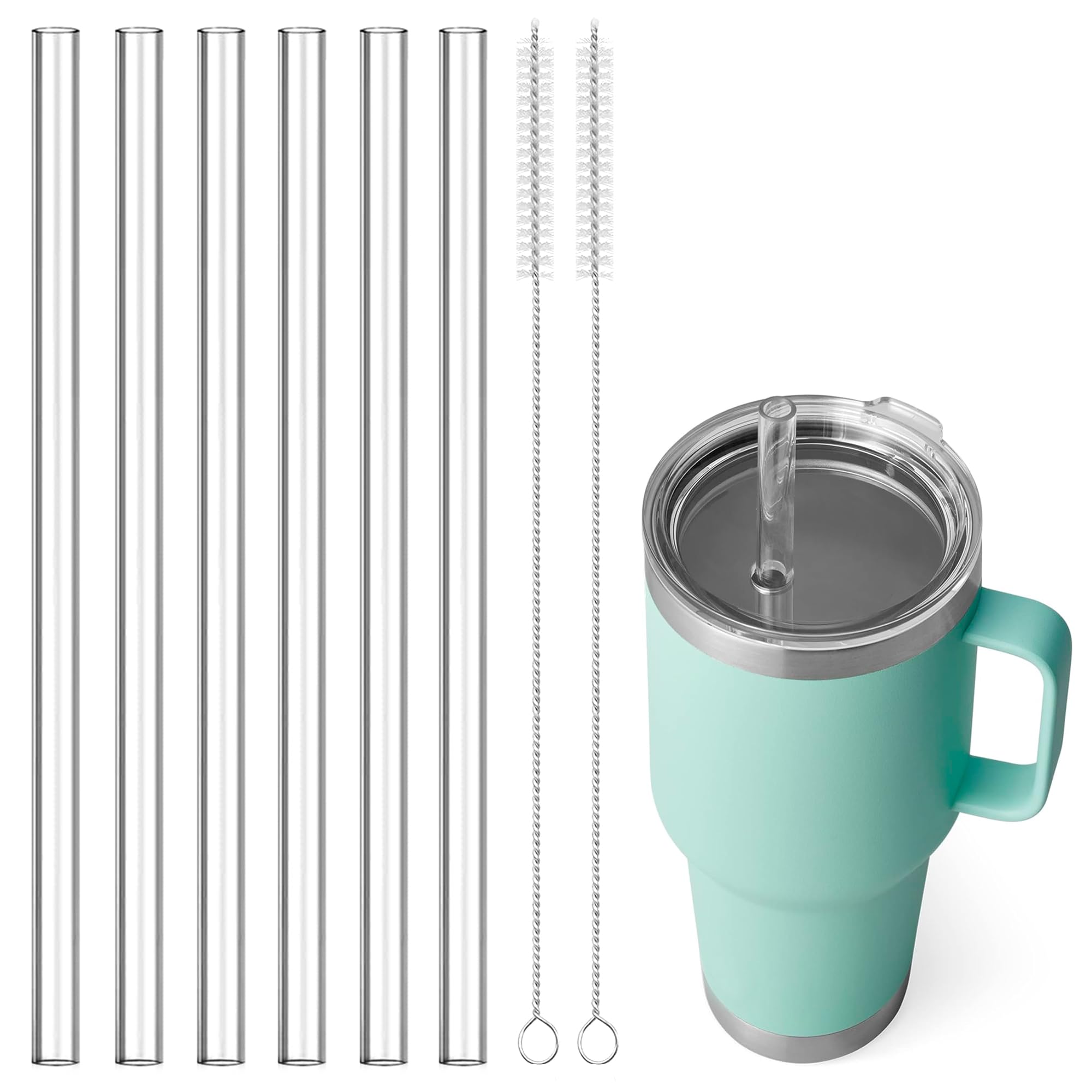 Snowfall 6 Pcs Reusable Straws for YETI 25 oz, 26 oz, 35 oz Straw Mug, Clear Drinking Straws for Stanley, Simple Modern 30 oz Tumbler for Smoothies, Milkshake, Frozen Drinks, Tea, Juice, Tritan