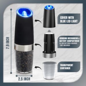 Gravity Electric Salt and Pepper Grinder Gift Set With Black Peppercorns, Himalayan Pink Salt, Adjustable Grind - House Warming Gifts Unique Kitchen Gadget Dad Mom Gifts Christmas Gift Box Mothers Day