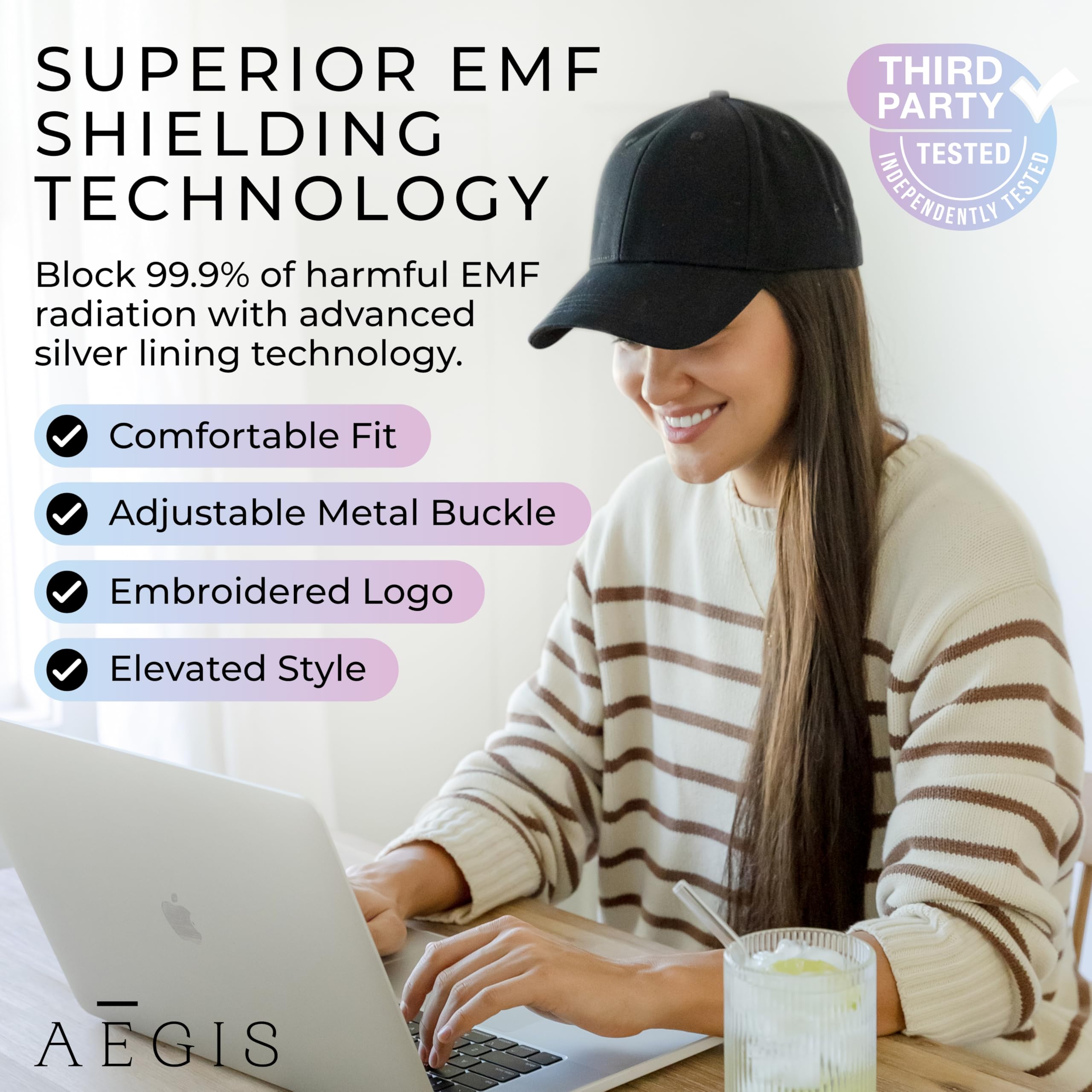 Aegis Apparel Faraday Hat, Silver Lining Fabric Blocks 99% of Wi Fi, Bluetooth, Cell Towers E M F Protection