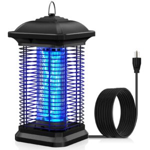 amufer bug zapper for outdoor & indoor, upgraded 18w exclusive blue violet lamp, 100% improvement in mosquito control effect, lasts for years, covers 1/2 acre, fly zapper for patio, backyard, home