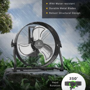 Airvention 15600mAh Rechargeable Battery Operated Floor Fan, 12 inch Black Industrial High Velocity Drum Fan, Camping Fan for Gym Garage Outdoor Indoor, AI-F600