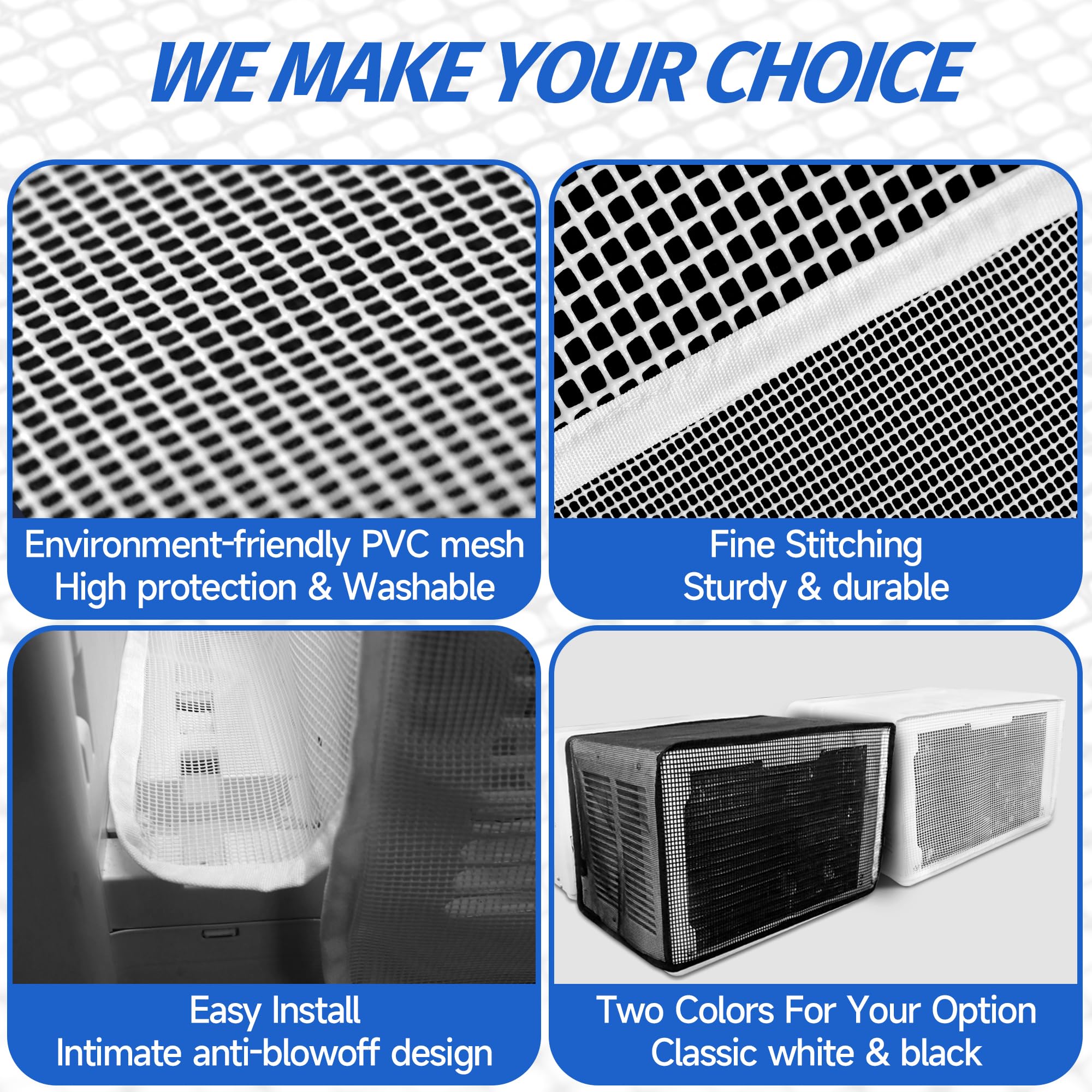 TAKTOPEAK Window AC Mesh Cover 20" W x 12.2" D x 13.4" H Specially for Midea U-Shaped Air Conditioner 8000BTU,10000BTU, 12000 BTU, Anti-Leaf, Dustproof & Easy Air Flow