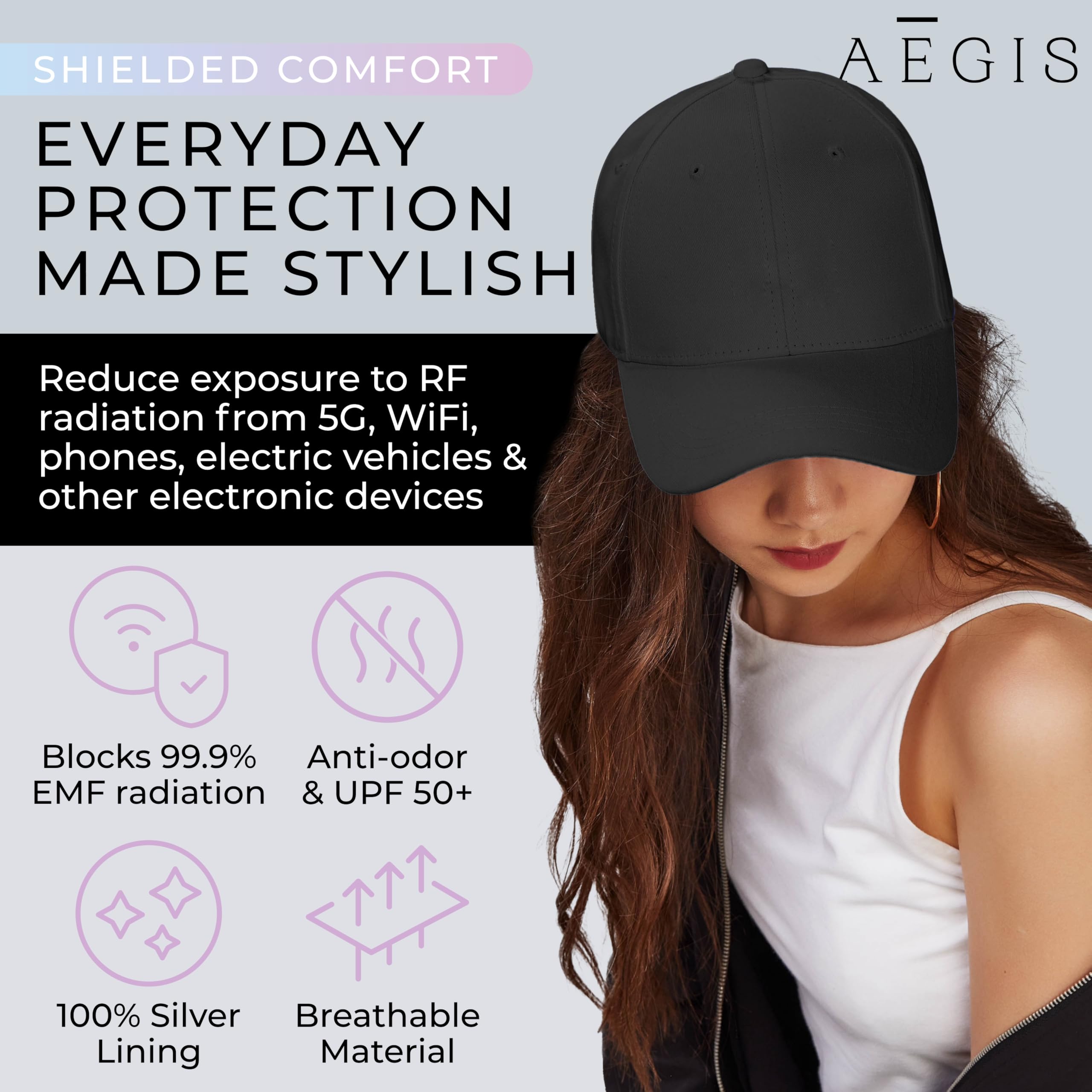 Aegis Apparel Faraday Hat, Silver Lining Fabric Blocks 99% of Wi Fi, Bluetooth, Cell Towers E M F Protection