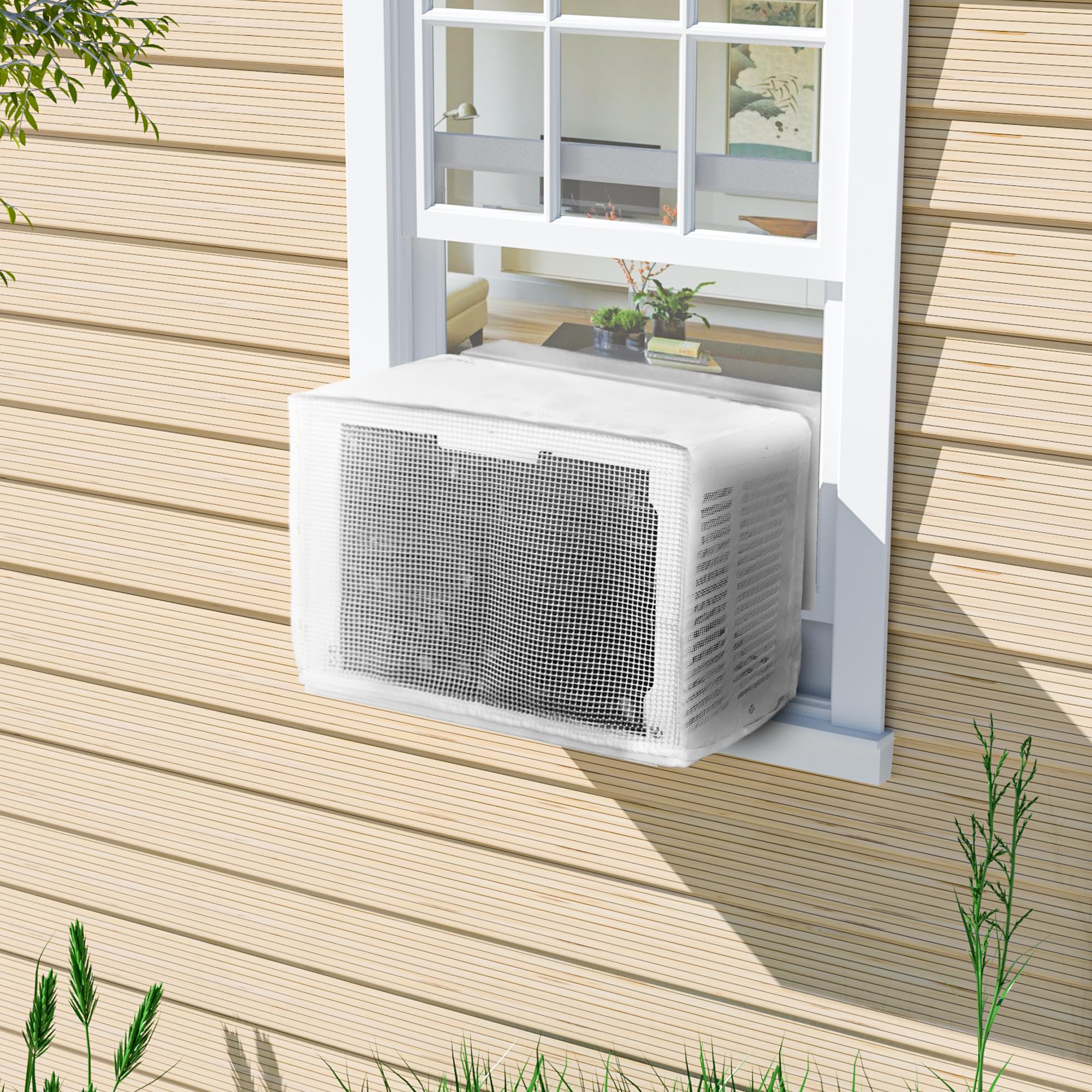 TAKTOPEAK Window AC Mesh Cover 20" W x 12.2" D x 13.4" H Specially for Midea U-Shaped Air Conditioner 8000BTU,10000BTU, 12000 BTU, Anti-Leaf, Dustproof & Easy Air Flow