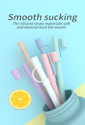 Doboli Replacement 12 inch Long Silicone Straw With Straw Cover,Compatible with Stanley Owala 40 oz 30 oz Cup Tumbler, 6 Pack Reusable Straw with Cleaning Brush,for Stanley Owala Tumbler Accessorie