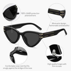 Cat Eye Sunglasses for Women Trendy Classic UV400 Protection Sun Glasses AM110(Black/Grey)