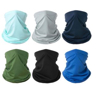 6 pieces summer face cover scarf mens neck gaiter for men women uv protection face breathable sun protection cycling running (multicolour-01)