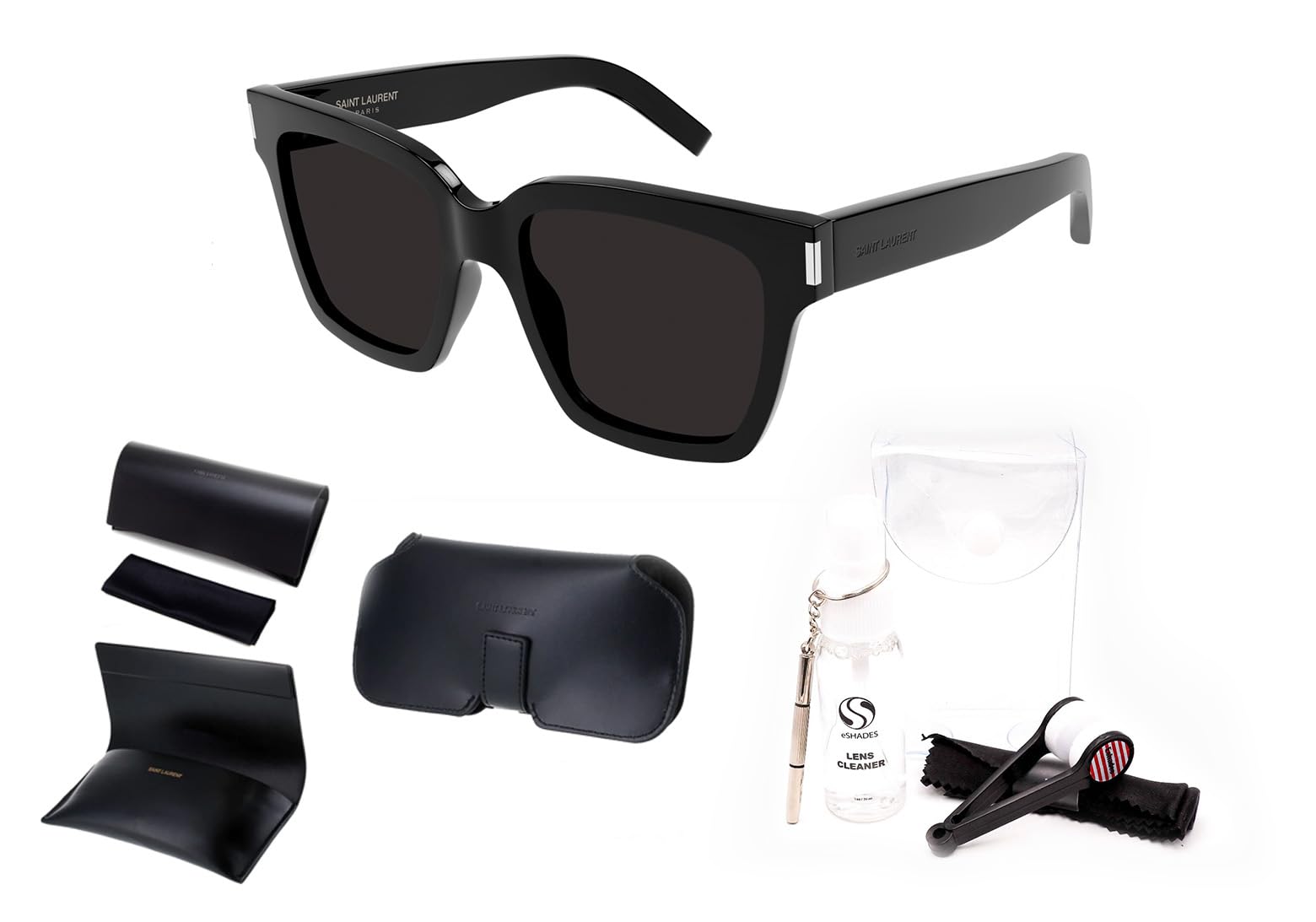 SAINT LAURENT SL 507 rectangular shape Sunglasses + Bundle with eSHADES Luxury Eyewear Kit