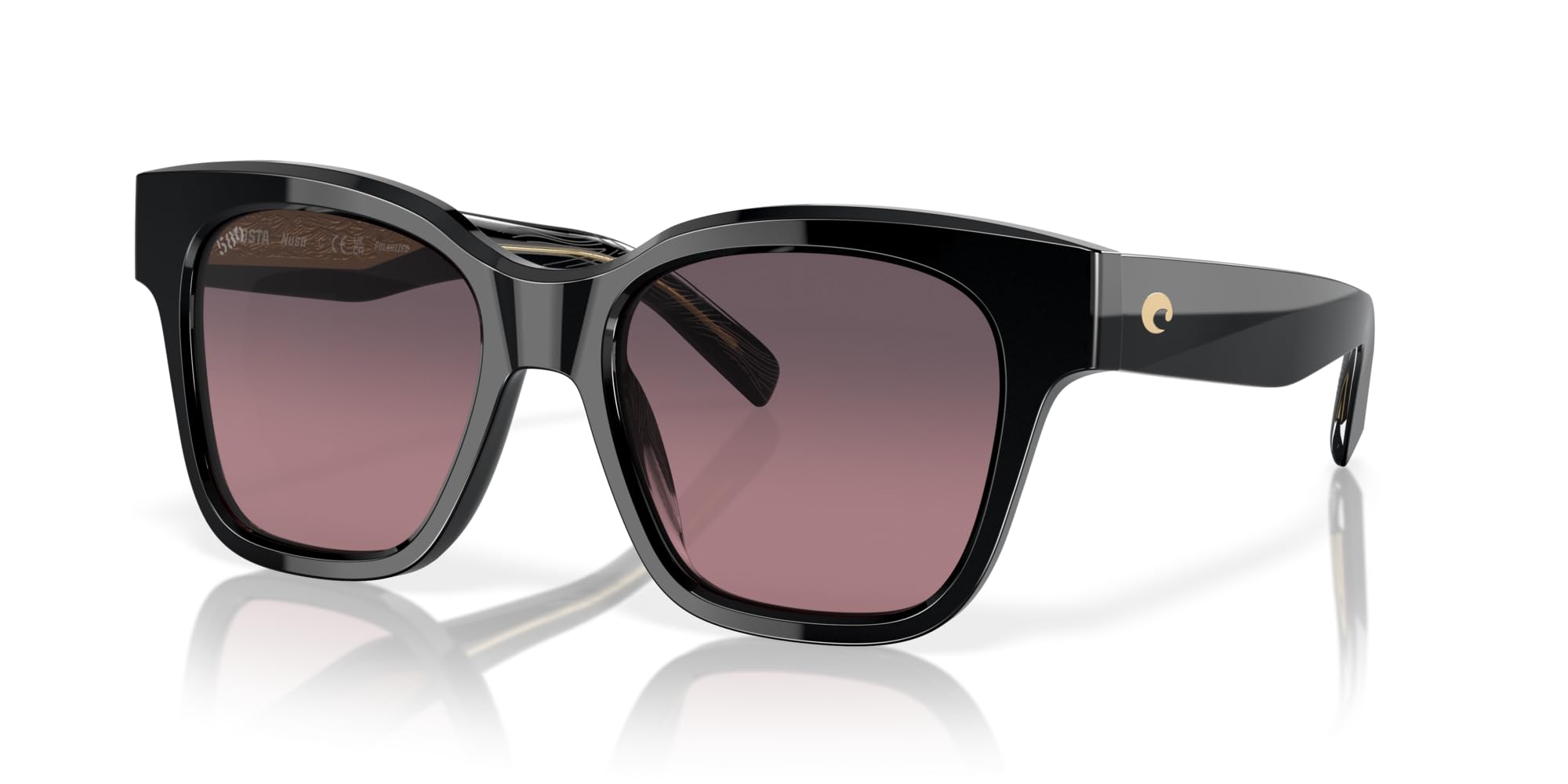 Costa Woman Sunglasses Black Frame, Rose Gradient Lenses, 54MM