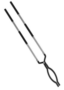 raomeide 41" expandable fire tongs for fire pit heavy duty, campfire firewood tongs log grabber, fireplace tongs log grabber indoor, firepit tongs for outside pits (tongs)