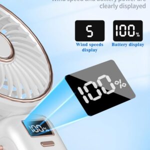 Portable Fan for Travel,Mini Fan Handheld Fan 4500mAh,Small Personal Hand Fan Rechargeable Battery Operated Hand Held Fan,Little Cute Face Facial Fans,Ventilador Portatil for Women Kids Gifts White