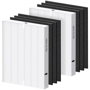 2-pack airmega ap-1512hh filter replacement for coway airmega ap-1512hh and 200m air purifiers, 2 true hepa and 6 carbon pre-filters, compared to part # 3304899