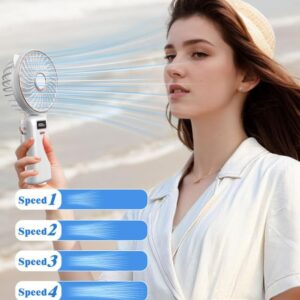 Portable Fan for Travel,Mini Fan Handheld Fan 4500mAh,Small Personal Hand Fan Rechargeable Battery Operated Hand Held Fan,Little Cute Face Facial Fans,Ventilador Portatil for Women Kids Gifts White