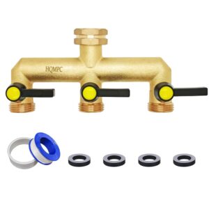 hqmpc hose splitter garden hose 3 way valve hose splitter brass hose splitter with solid long handle brass valve water waer hose spigot splitter 3 way valve 3/4" ght thread