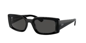 ray-ban women's rb4395 kiliane square sunglasses, black/dark grey, 54 mm