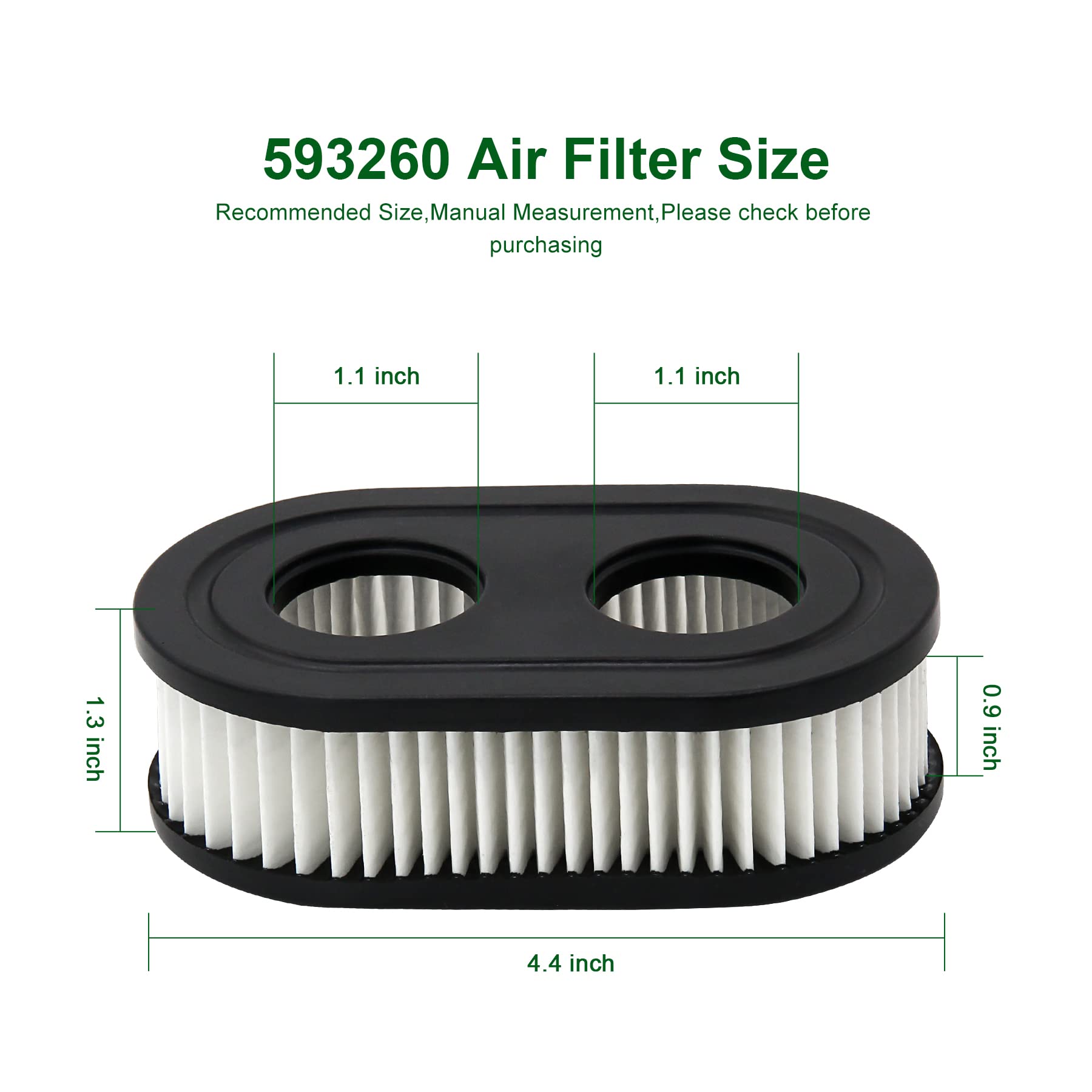 Brlyeeanze 593260 798452 334404 798339 595191 Lawn Mower Air Filter Fits for 4247 5432 5432K 09P702 09P00 550E 500EX 625 575EX 625EX 675EXI 725EXI 09P702 Series Engines (2Pcs)