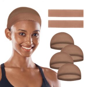 yuest silicone wig grip band for women - 2 pcs wig caps, secure hold for lace front, fits 20-24 inch head circumference, ideal for hair styling, hair accessory for women (brown)