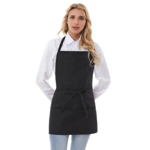 y.f.h sunbest chef apron 3 pocket short apron adjustable halter apron waitress apron kitchen aprons for cooking women black