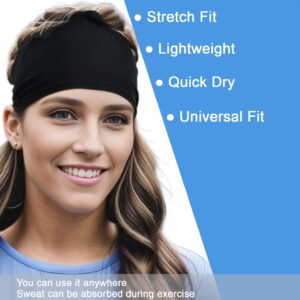 Calbeing Women Workout Black Headband with Silicone Grip(5Pack) Non Slip Sweatband Sport Hair Band for Running Exercise Gym Yoga