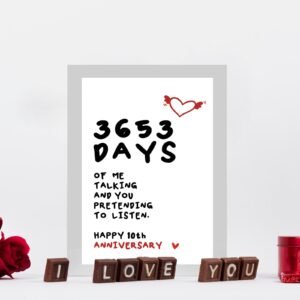 mmuue Funny 10 Year Anniversary Cards Gifts for Him Her, Romantic 10th Anniversary Card for Girlfriend Boyfriend, Lovely 10th Wedding Anniversary Card for Husband Wife, Tenth Anniversary Card