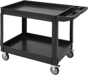 service utility cart 2-shelf utility/service cart, 500-pound capacity, storage handle, for warehouse/garage/cleaning/manufacturing，45"x25"