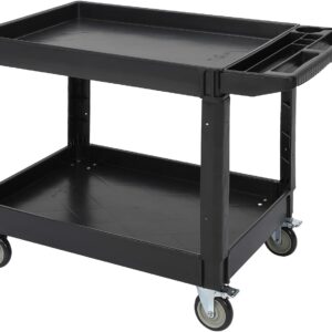 Service Utility Cart 2-Shelf Utility/Service Cart, 500-Pound Capacity, Storage Handle, for Warehouse/Garage/Cleaning/Manufacturing，45"X25"