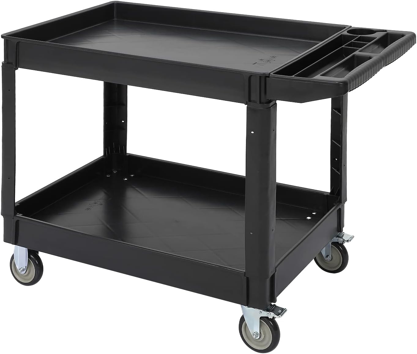 Service Utility Cart 2-Shelf Utility/Service Cart, 500-Pound Capacity, Storage Handle, for Warehouse/Garage/Cleaning/Manufacturing，45"X25"