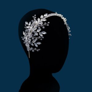 WONRLUA Wedding Hair Pieces for Brides, Bridal Headband, Handcrafted Tiaras for Women(Silver)