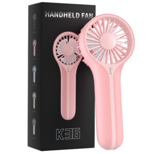 mini personal fan handheld, small portable handheld fan, battery operated, usb rechargeable face makeup lashes desk fan with base, for kids, girls, women, men, indoor (b: pink)