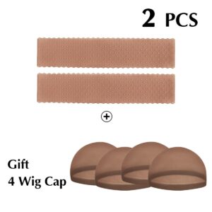 Yuest Silicone Wig Grip Band for Women - 2 Pcs Wig Caps, Secure Hold for Lace Front, Fits 20-24 inch Head Circumference, Ideal for Hair Styling, Hair Accessory for Women (Brown)