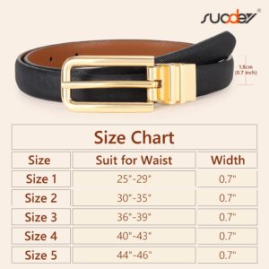 SUOSDEY Women Reversible Leather Belt with Rotating Pin Buckle for Jeans Pants Dresses